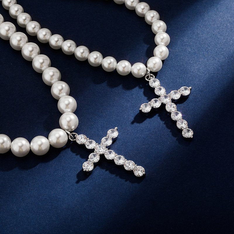 Cool Pearl Necklace With Cross Photos