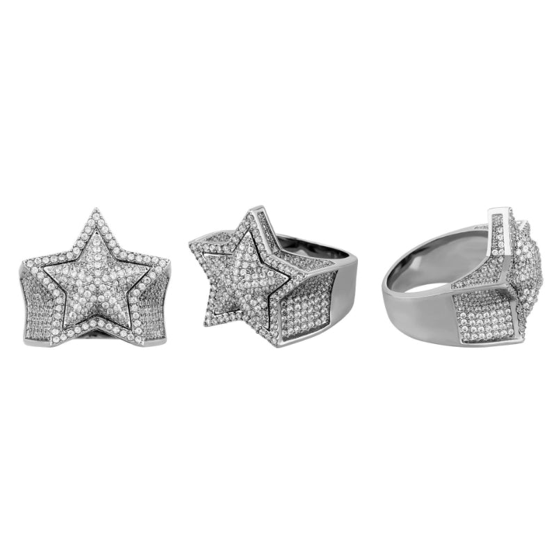 Hip hop diamond five pointed star ring – Crazycoolchain